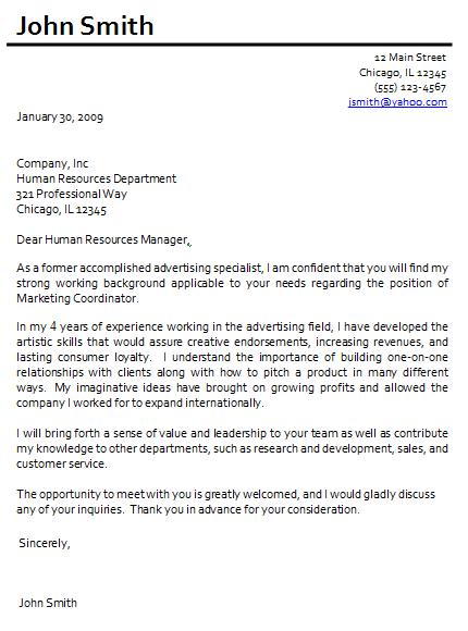Cover Letter Sample for Intermediate Level Job Candidates Cover Letter Sample for Intermediate Level Job Candidates